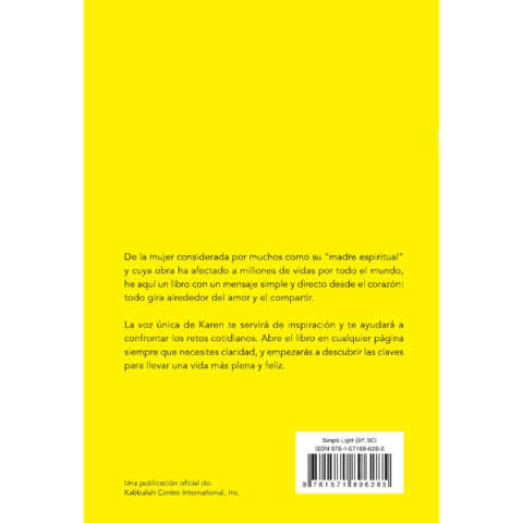 SIMPLEMENTE LUZ: SABIDURÍA DEL CORAZÓN DE UNA MUJER (SPANISH) – Kabbalah Store Toronto